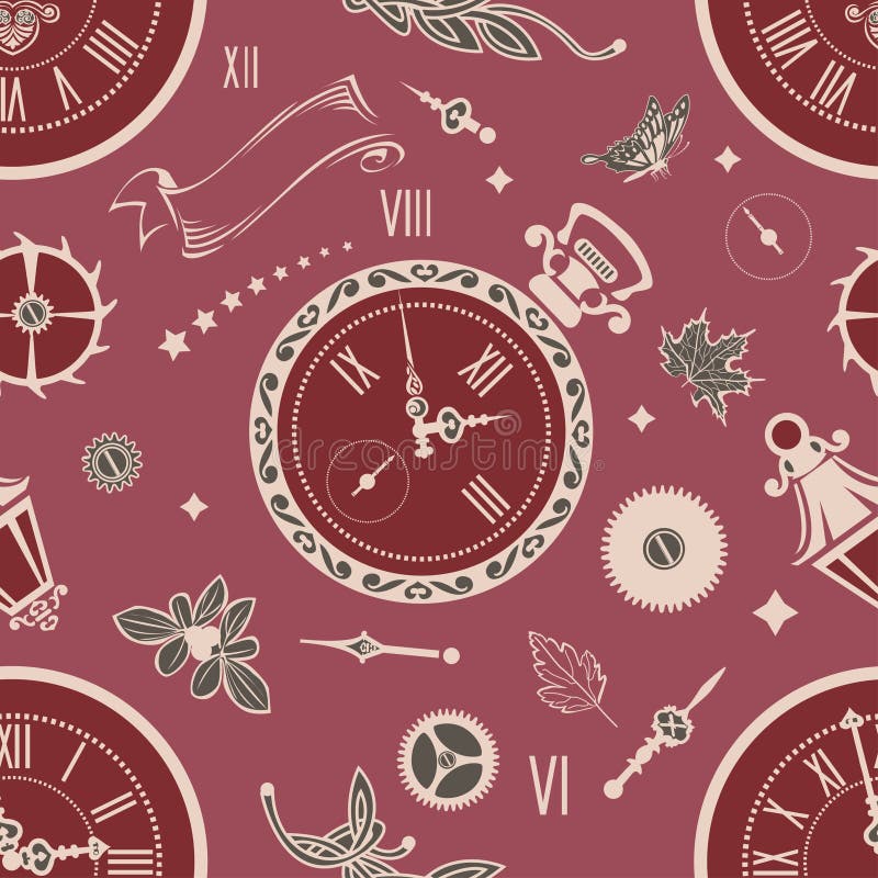 Seamless patterns watch stock vector. Illustration of vintage - 86184654