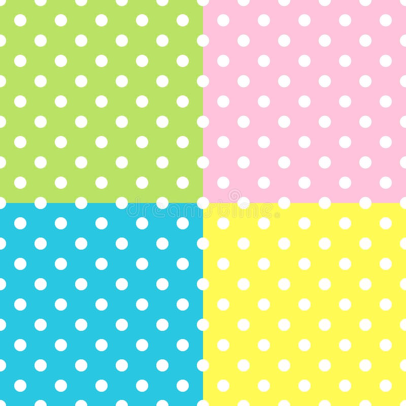 Seamless Patterns, White Polka Dots on Red, Yellow, Blue, Green ...