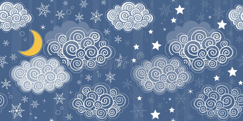 Seamless Patterns with Winter Sky Stock Illustration - Illustration of ...