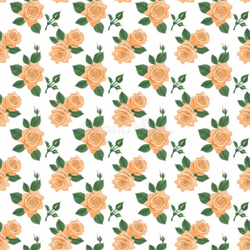 Seamless Peach Roses Pattern for Elegant Floral Backgrounds Stock Image ...