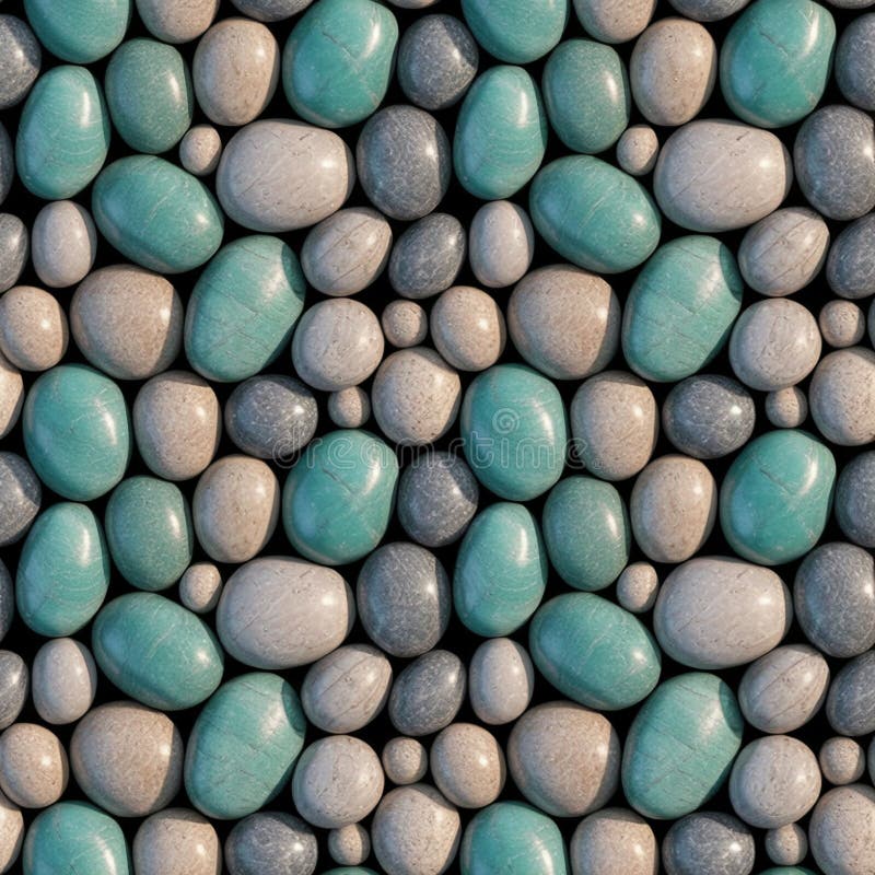 Seamless Pebble Stone Pattern with Turquoise Cream and Gray Summer ...