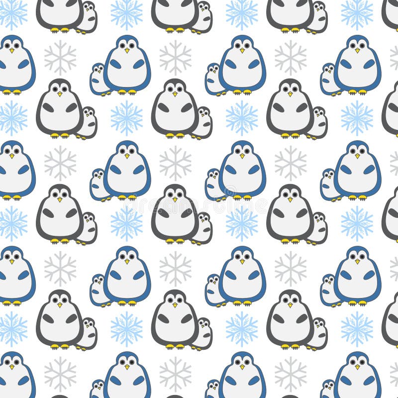 Seamless Penguin and Snowflake Pattern Stock Vector - Illustration of ...