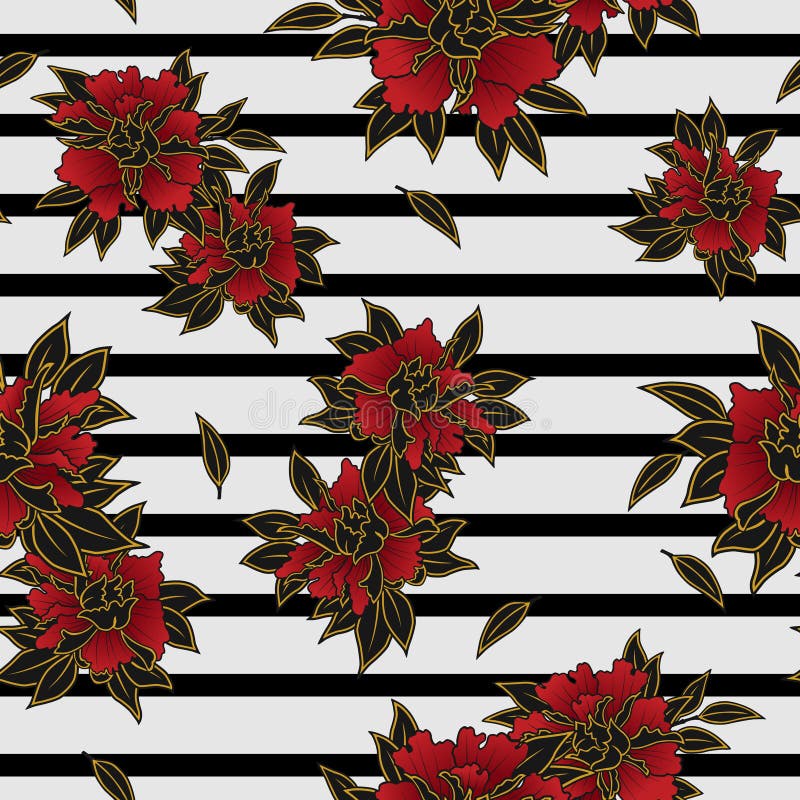 Seamless Peony Flower Pattern Stock Vector - Illustration of wallpaper ...