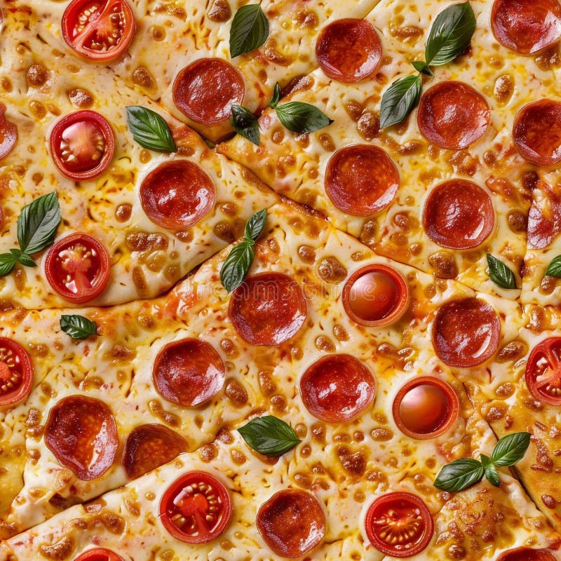 Seamless Pepperoni Pizza Pattern Stock Illustration - Illustration of ...