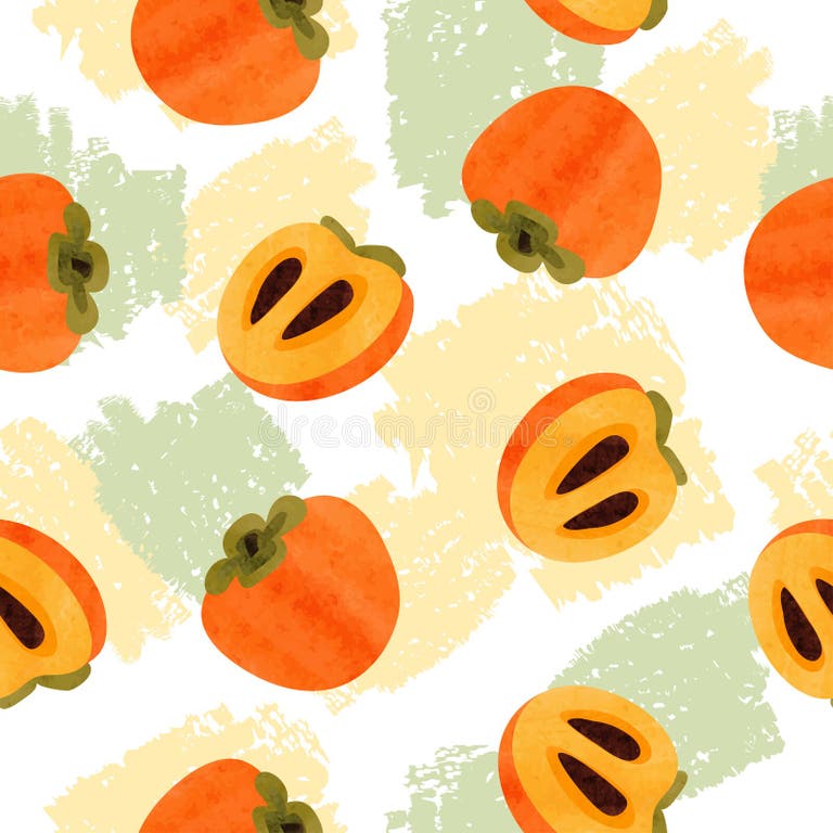 Watercolor Persimmon Vector Pattern Stock Illustrations – 31 Watercolor ...