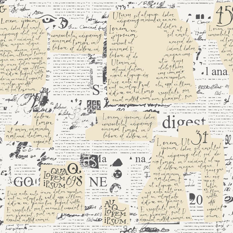 Seamless Pettrn with Handwritten and Printed Text Stock Vector ...