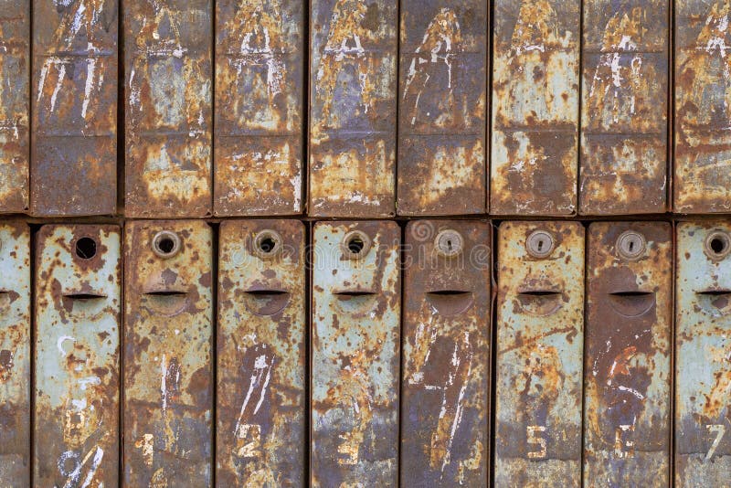 Seamless Photo Texture Of Mailbox Stack With Rust Stock Image - Image ...