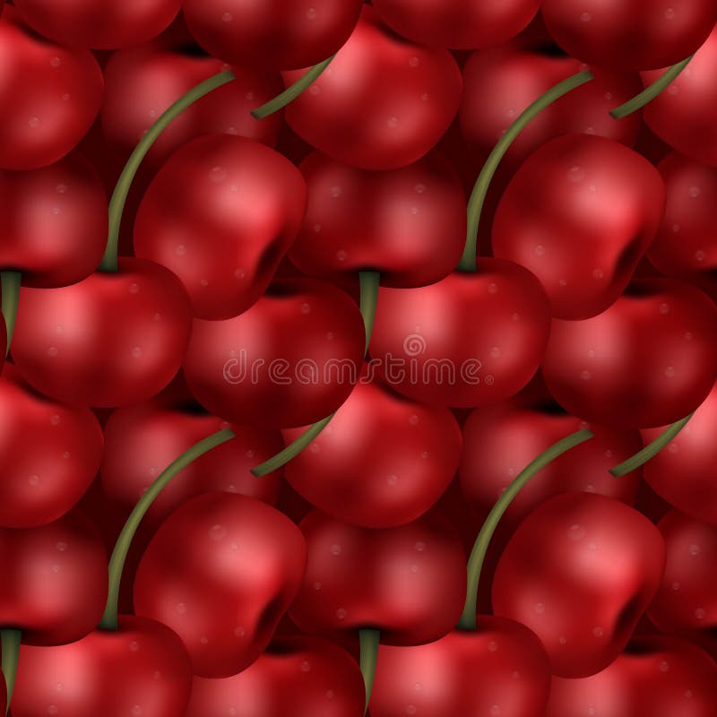 Seamless Picked Up Cherries Pattern Stock Vector - Illustration of ...