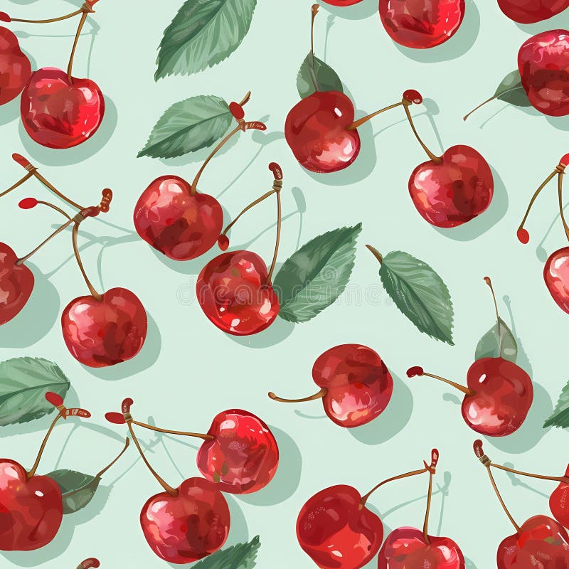 Seamless Picture of Bright Red Cherries and the Succulent Textures that ...
