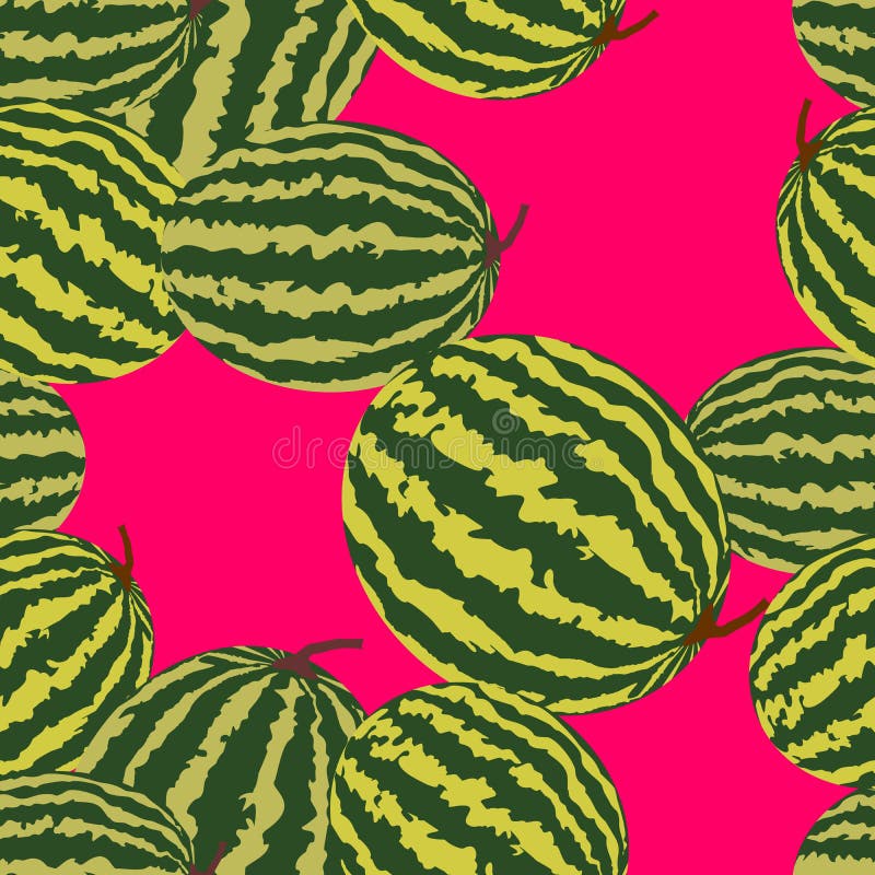 Watermelon Pink Seamless Background with Black Seeds. Stock Vector ...