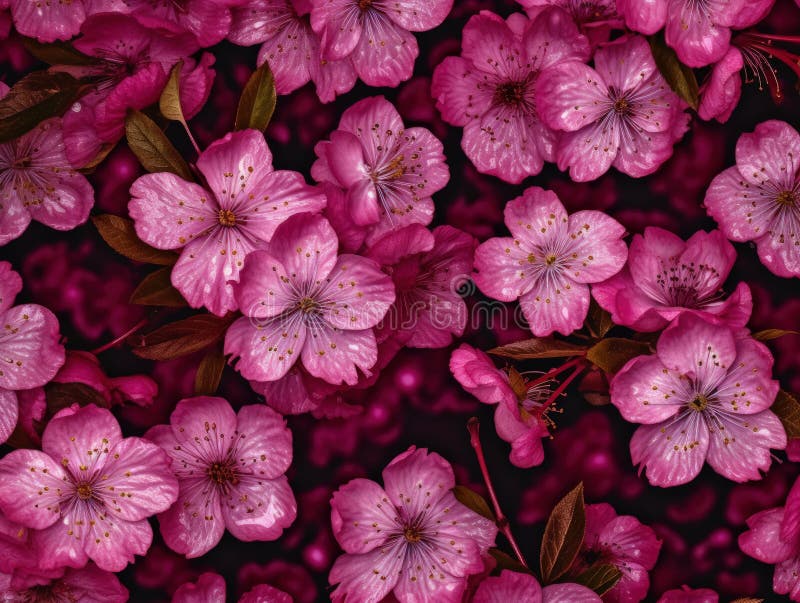 Seamless Pink Cherry Blossoms Pattern. Spring Wallpaper Design Stock ...