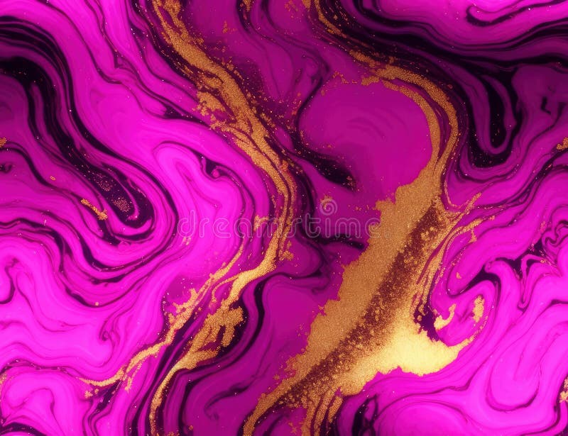 Seamless Pink Color and Golden Glitters Fluid Pattern Design Stock ...
