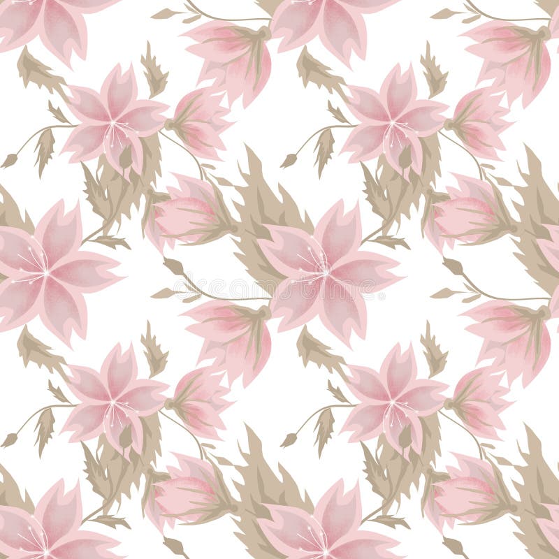 Seamless Pink Floral Pattern Stock Illustration - Illustration of ...