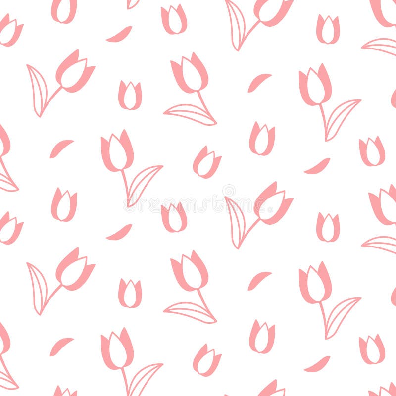 Seamless Pink Flower Pattern on White Background Stock Vector ...