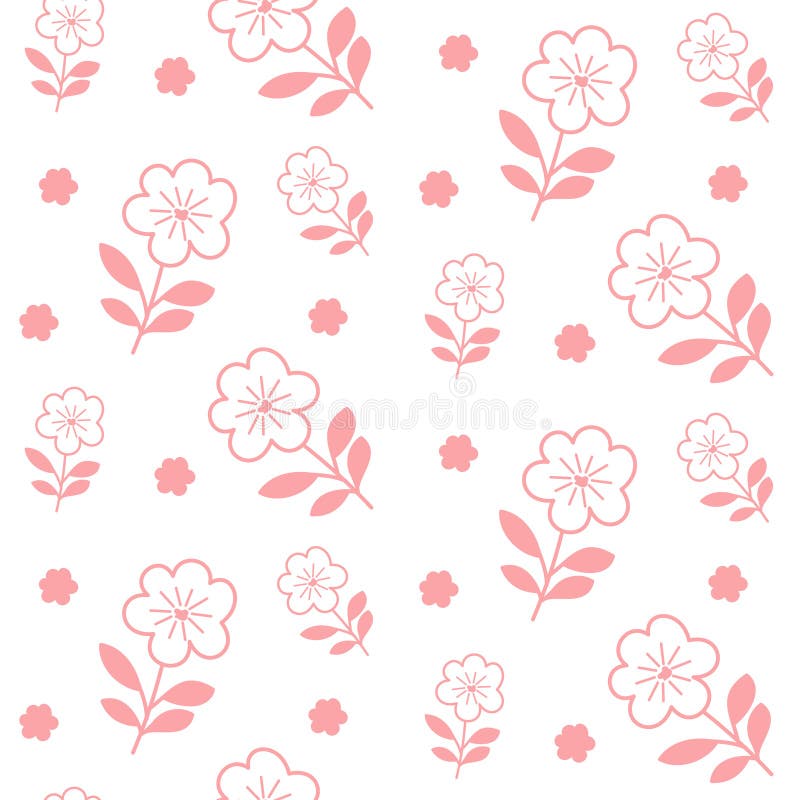 Seamless Pink Flower Pattern on White Background Stock Vector ...