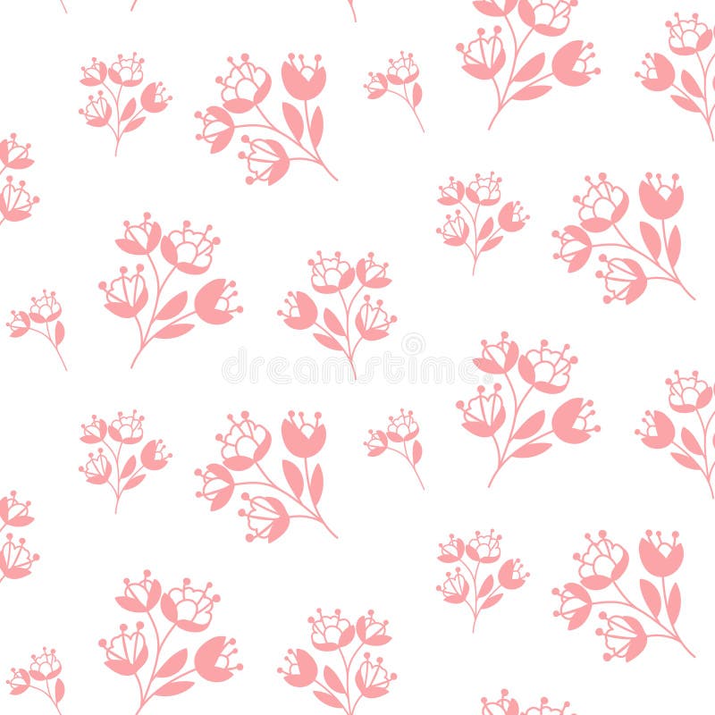 Seamless Pink Flower Pattern on White Background Stock Vector ...
