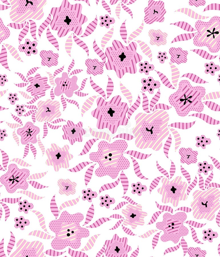 Seamless Pink Floral Pattern Design Stock Illustration - Illustration ...