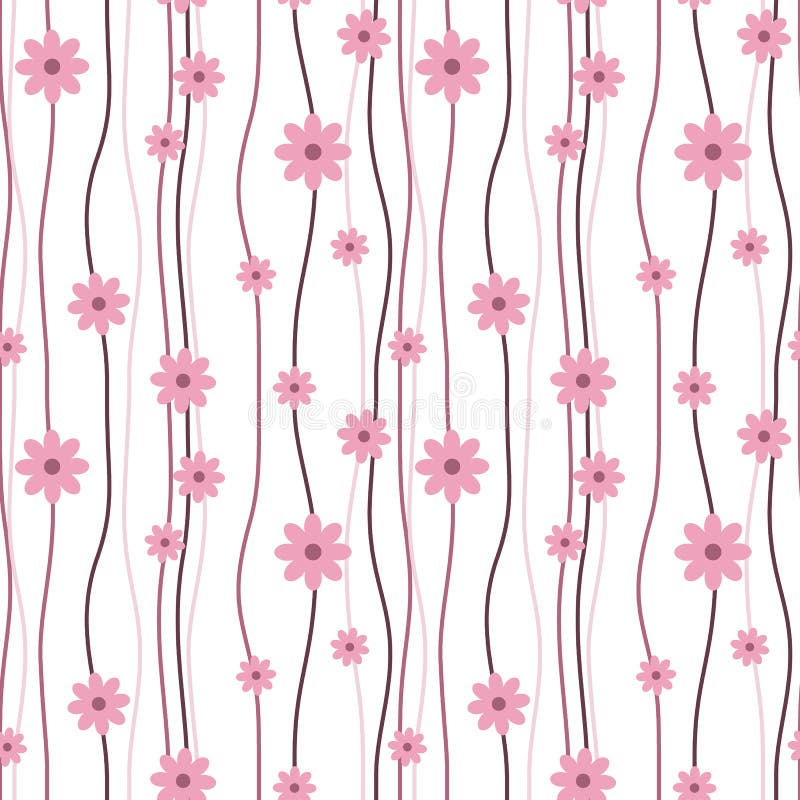 Seamless Pink Flowers Pattern. Stock Vector - Illustration of ornament ...