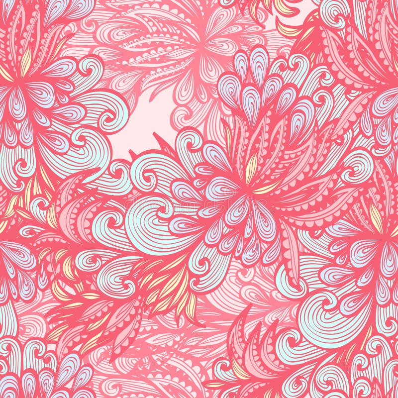 Seamless Pink Hand Drawn Pattern Stock Vector - Illustration of ...