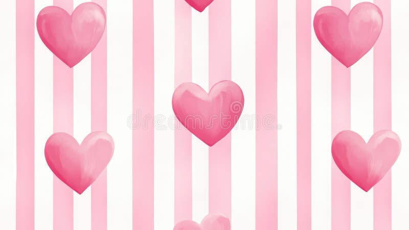 Seamless Pink Heart Stripe Pattern Stock Illustration - Illustration of ...