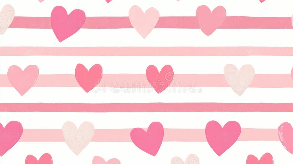 Seamless Pink Heart Stripe Pattern Stock Illustration - Illustration of ...