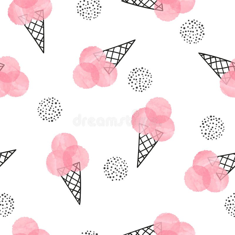 Seamless Pink Ice Cream Pattern. Sweet Food Background Stock Vector ...