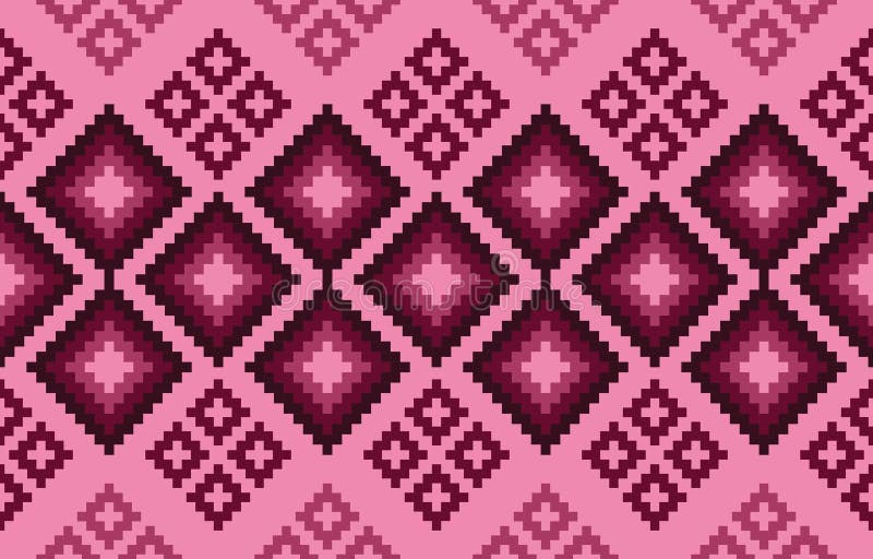 Seamless Pink and Maroon Diamond Pixel Pattern Design Textile Fabric ...