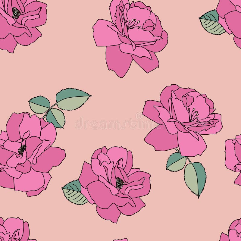 Seamless rose pattern stock vector. Illustration of flower - 65093102
