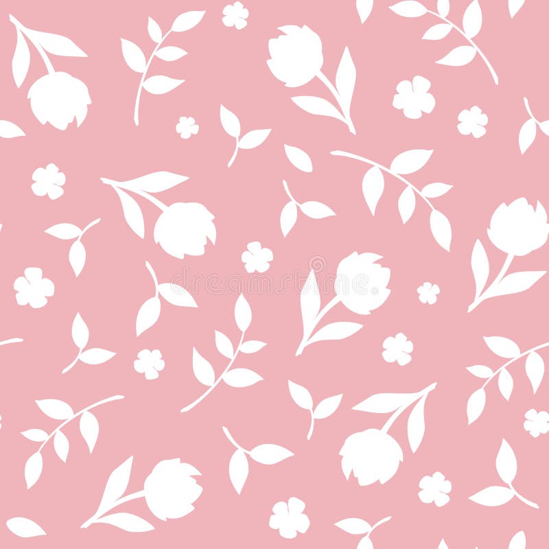 Seamless Pink and White Floral Pattern. Vector Illustration. Stock ...