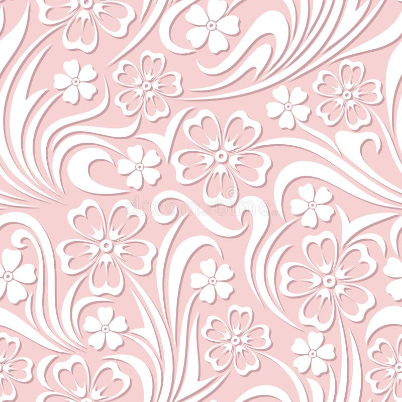 Seamless Pink and White Floral Pattern. Vector Illustration. Stock ...