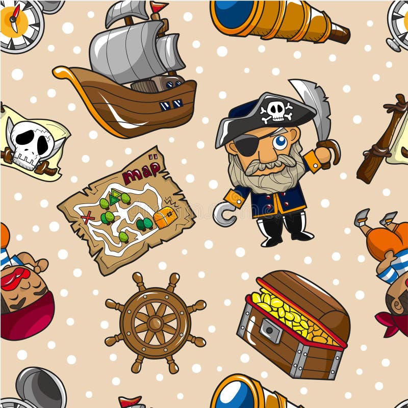 Seamless pirate pattern stock vector. Illustration of color - 17834506