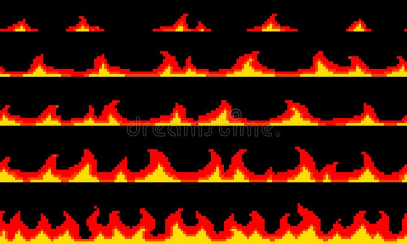 Seamless Pixel Art Fire Old School Arcade Game Level Design Art or ...