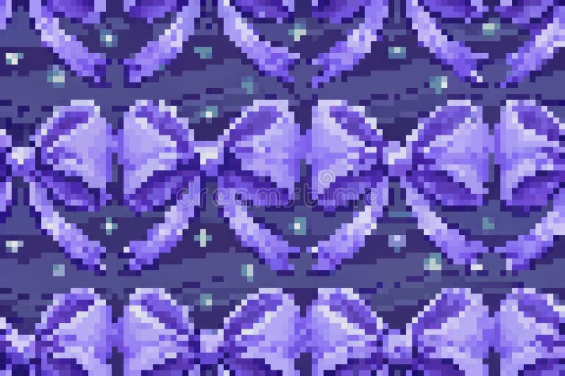 Seamless Pixel Art Pattern of Blue Bows in Retro Style Stock ...