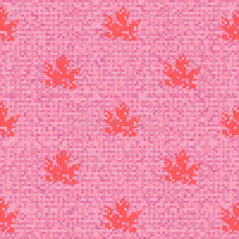 Seamless Pixel Background with Maple Leaves Stock Vector - Illustration ...