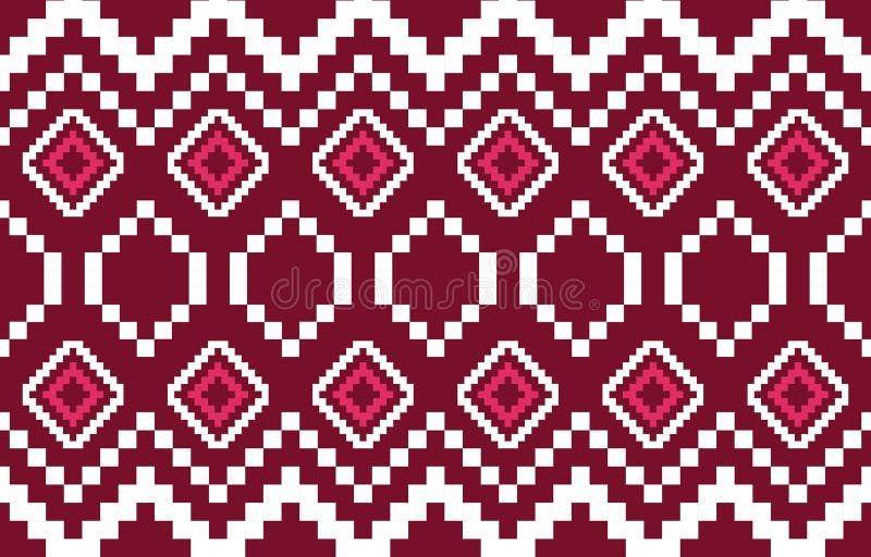 Seamless Pixelated Maroon and White Geometric Pattern Design Stock ...