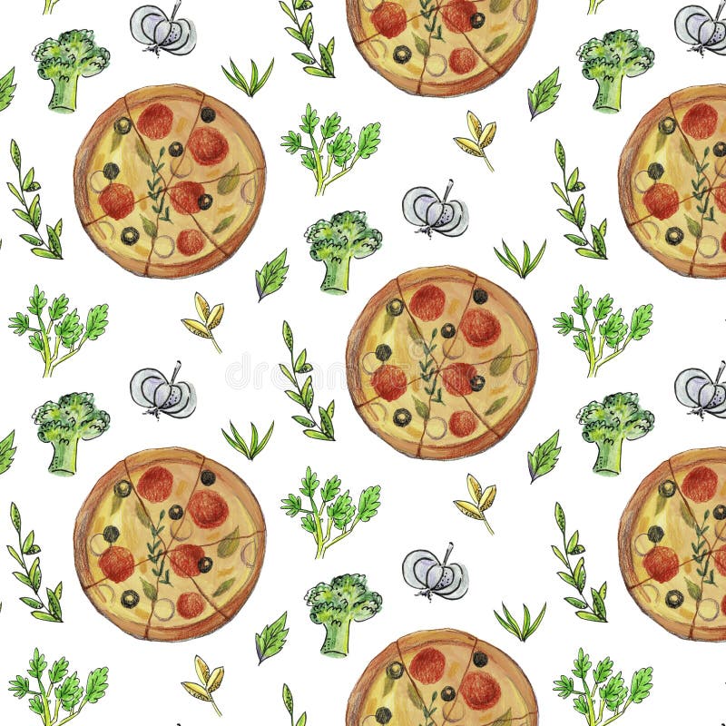 Seamless Pizza Pattern, Beautiful Illustration Stock Image - Image of ...