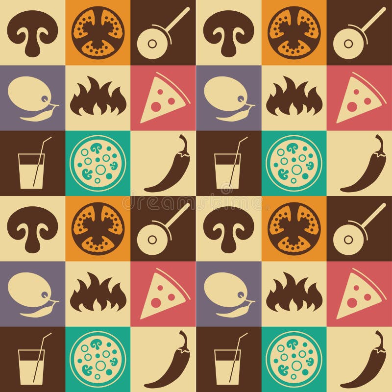 Seamless Pizza pattern. stock illustration. Illustration of food - 56048934