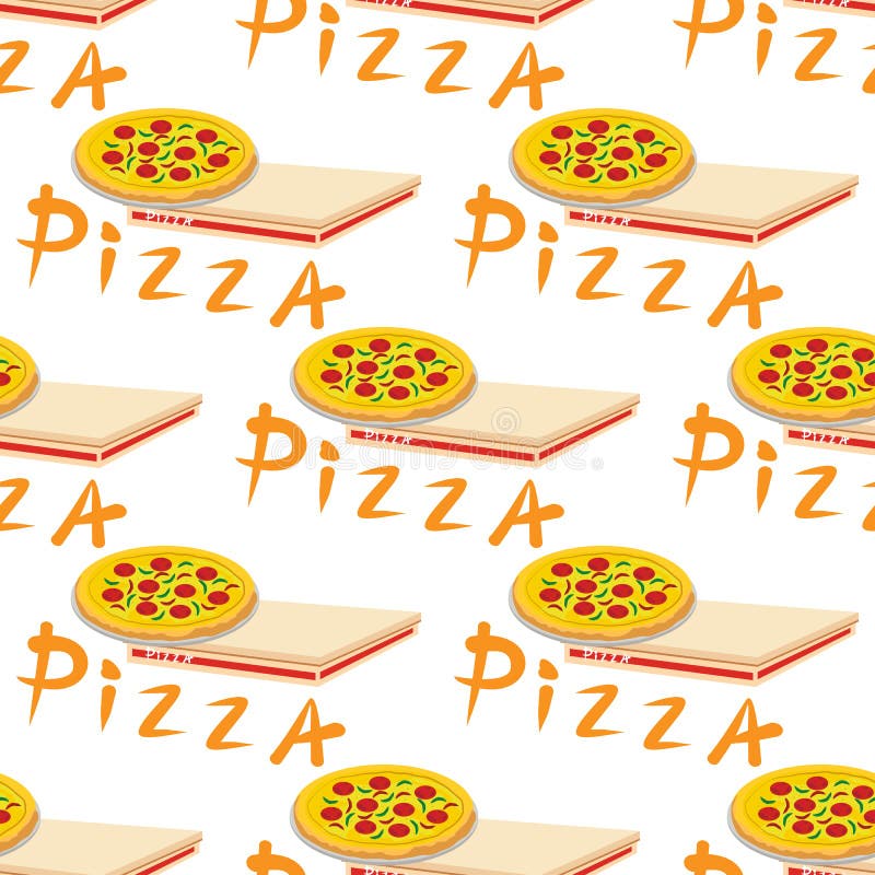 Seamless Pizza Pattern with Different Ingredients. Vector Stock Vector ...