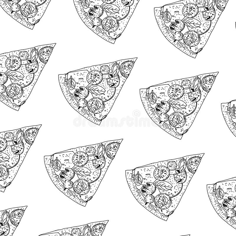 Seamless Pizza Pattern. Traditional Italian Pizza Pattern Stock Vector ...