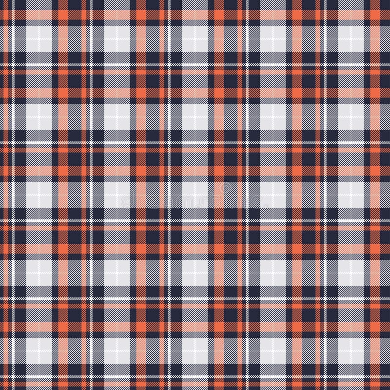 Seamless Plaid and Checkered Patterns in Dark Blue White and Orange for ...