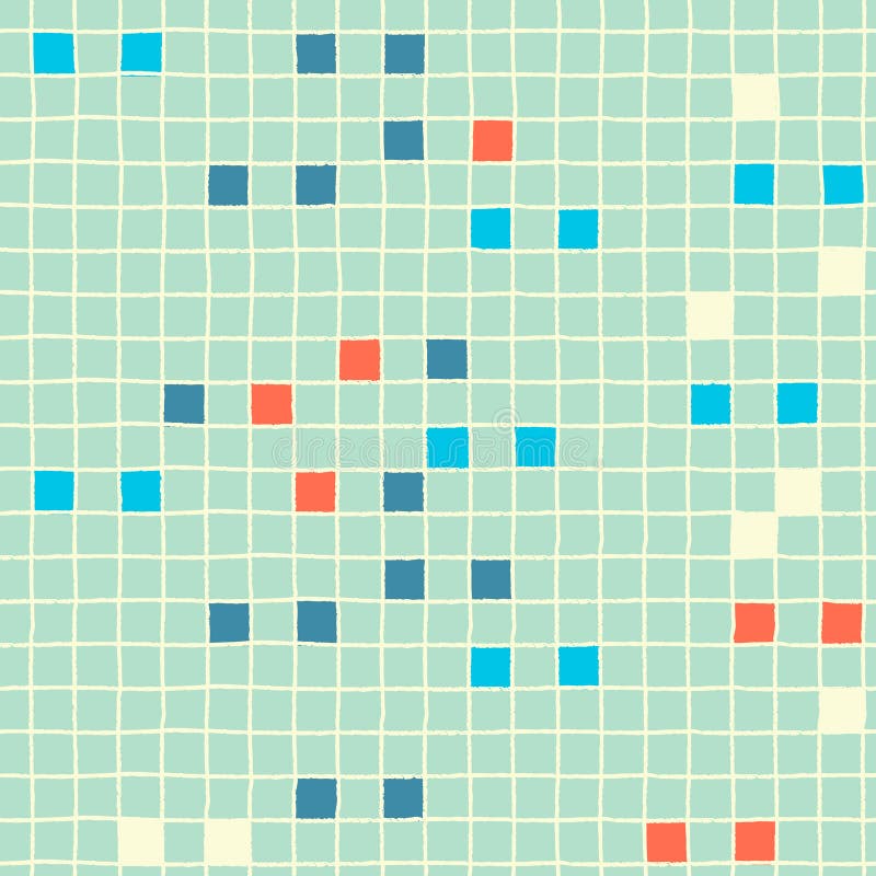 Seamless Plaid Pattern with Bright Squares and Hand Drawn Grid Stock ...
