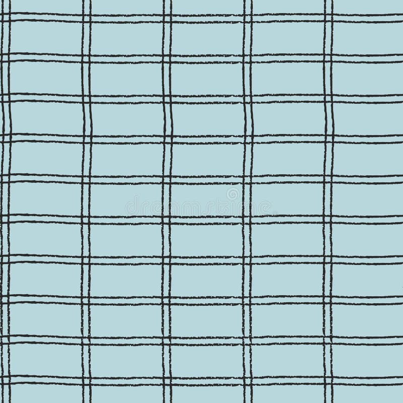 Seamless Plaid Pattern with Hand Drawn Checks on Blue Background Stock ...