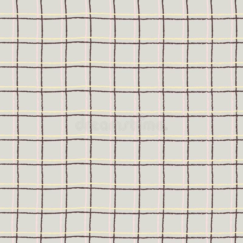 Seamless Plaid Pattern with Hand Drawn Grid on Beige Background Stock ...