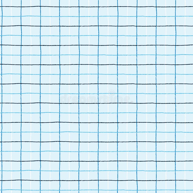 Seamless Plaid Pattern with Hand Drawn Grid on Blue Background Stock ...