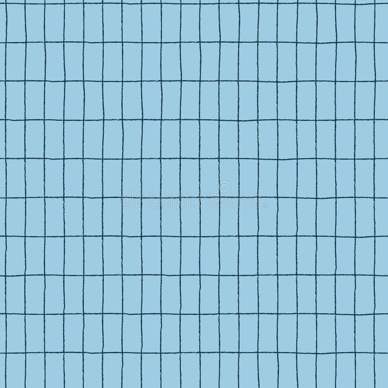 Seamless Plaid Pattern with Hand Drawn Grid on Blue Background Stock ...