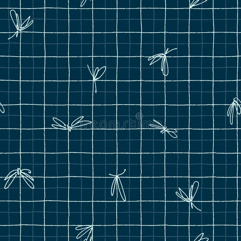 Seamless Plaid Pattern with Hand Drawn Grid, Preppy, Bows, Small-scale ...