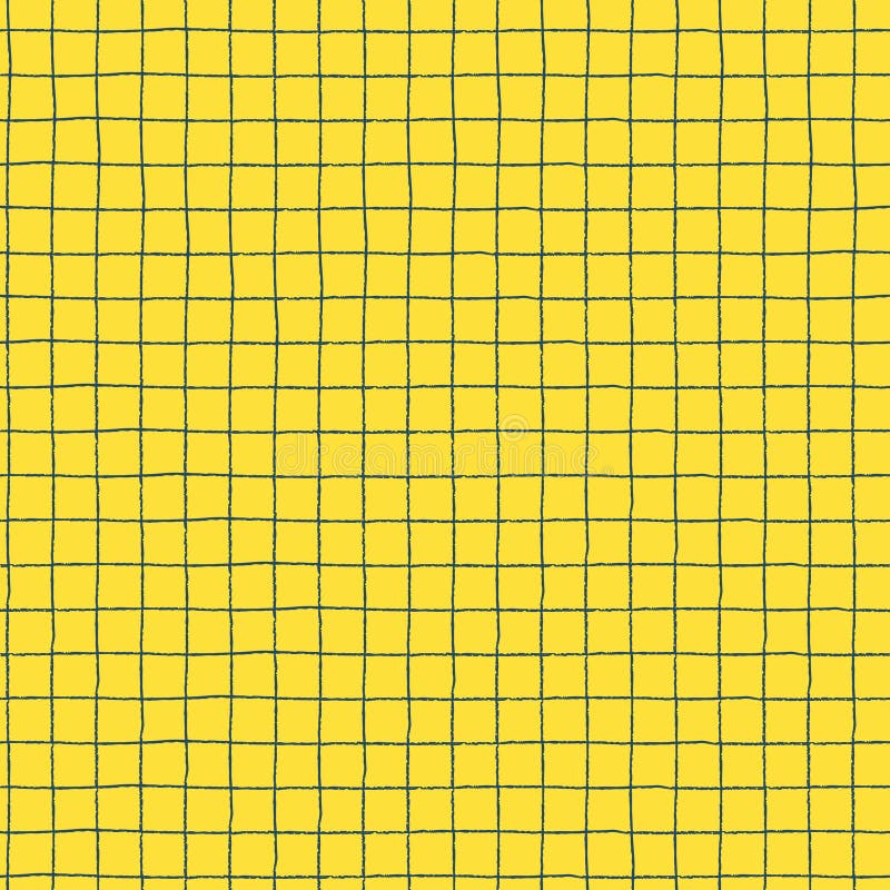 Seamless Plaid Pattern with Hand Drawn Grid on Yellow Background Stock ...