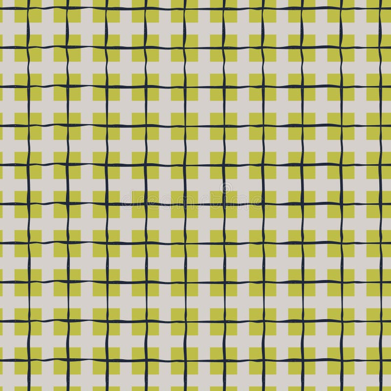 Seamless Plaid Pattern with Multicolored Squares and Hand Drawn Grid ...