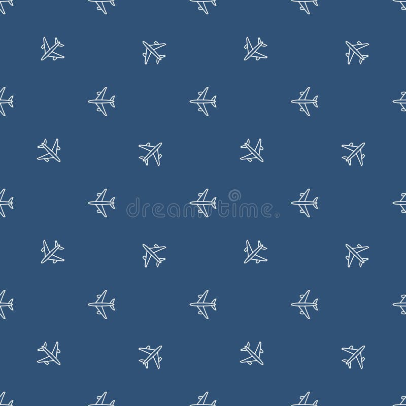 Seamless Airplane Pattern. Flying Plane on Blue Background. Stock ...