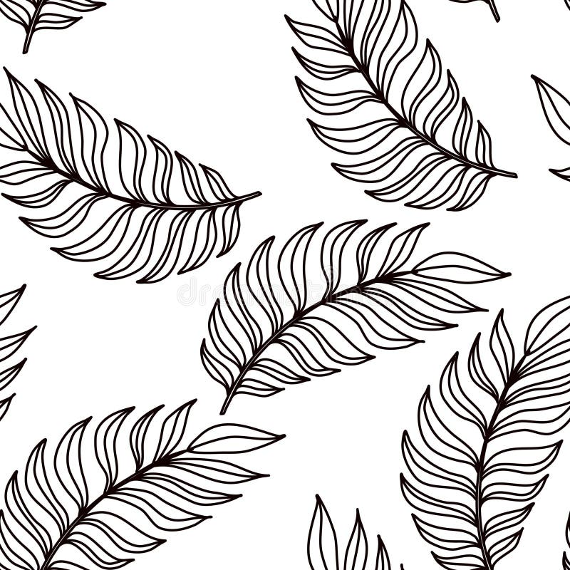 Seamless Plant Pattern with a Doodle Style Twig on a White Background ...